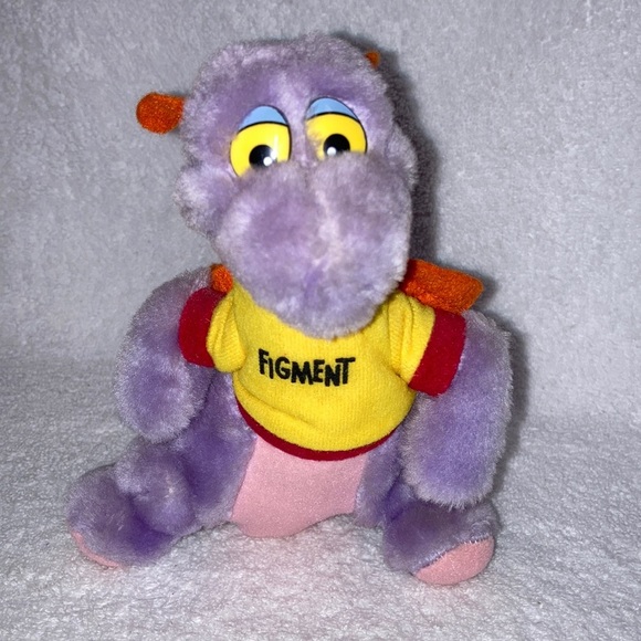 Disney | Toys | Vtg Disneys Figment The Purple Dragon Plush Mascot ...